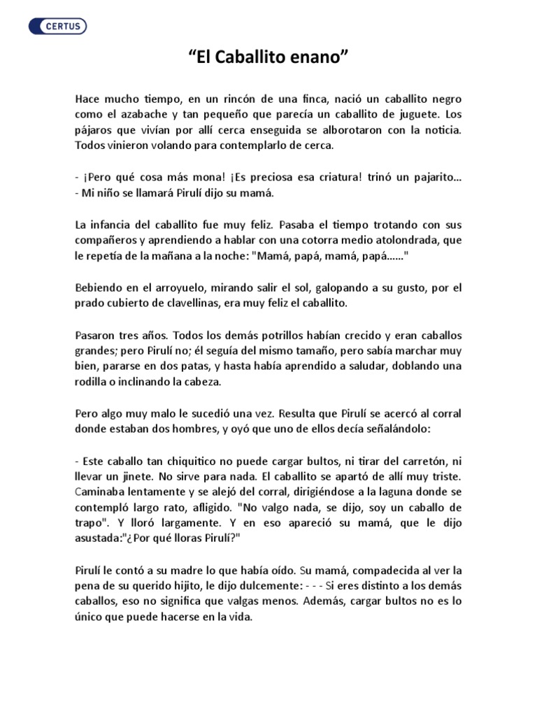 EL CABALLITO ENANO - Brenda Balois Herrera | PDF