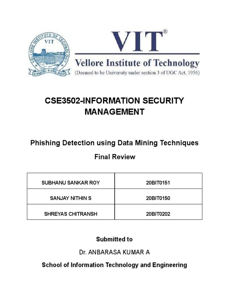 Cse3502-Information Security Management: Phishing Detection Using Data Mining Techniques | PDF ...