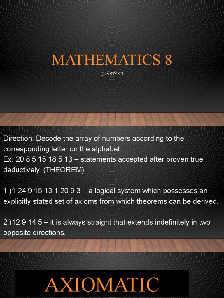 Mathematics 8: Quarter 3 | PDF | Axiom | Theorem