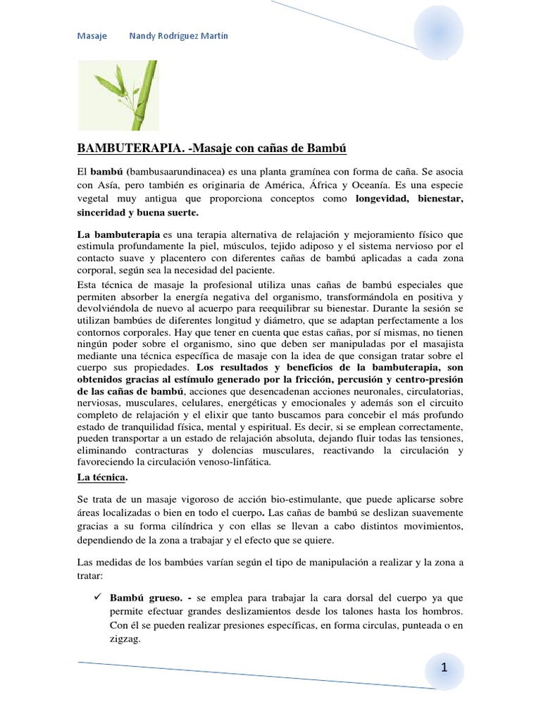 Bambuterapia: Masaje con Cañas de Bambú | PDF | Masaje