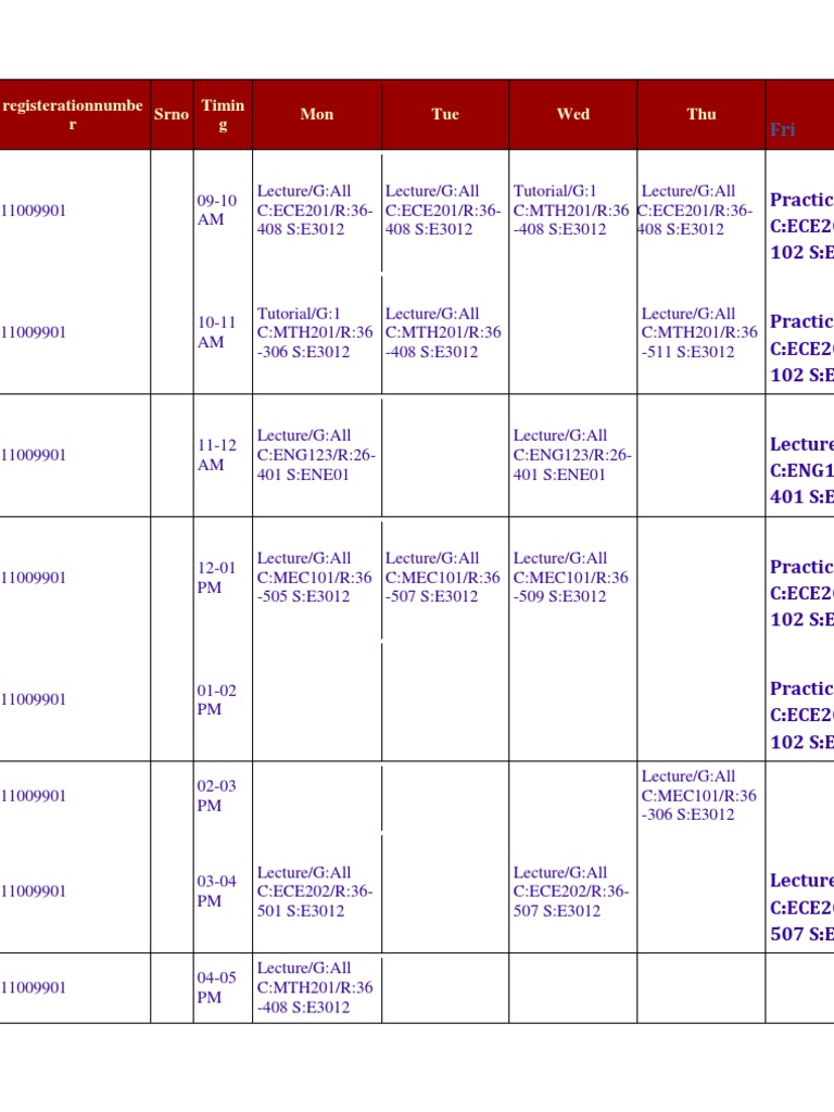 Time Table | PDF