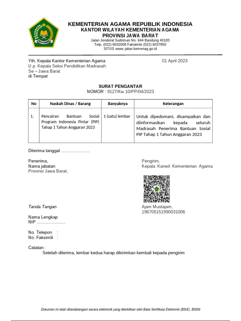 9127_surat_pengantar dan SK_pencairan PIP Tahap 1 Tahun Anggaran 2023 ...