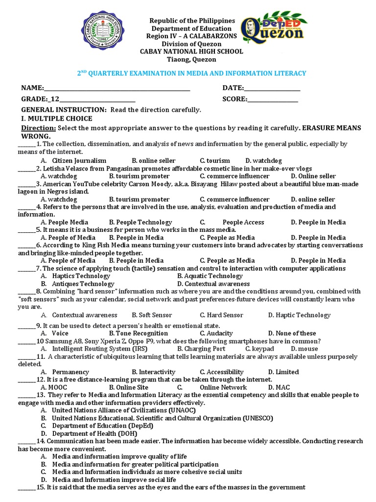 2nd Quarter Exam Mil | PDF | Typography | Typefaces