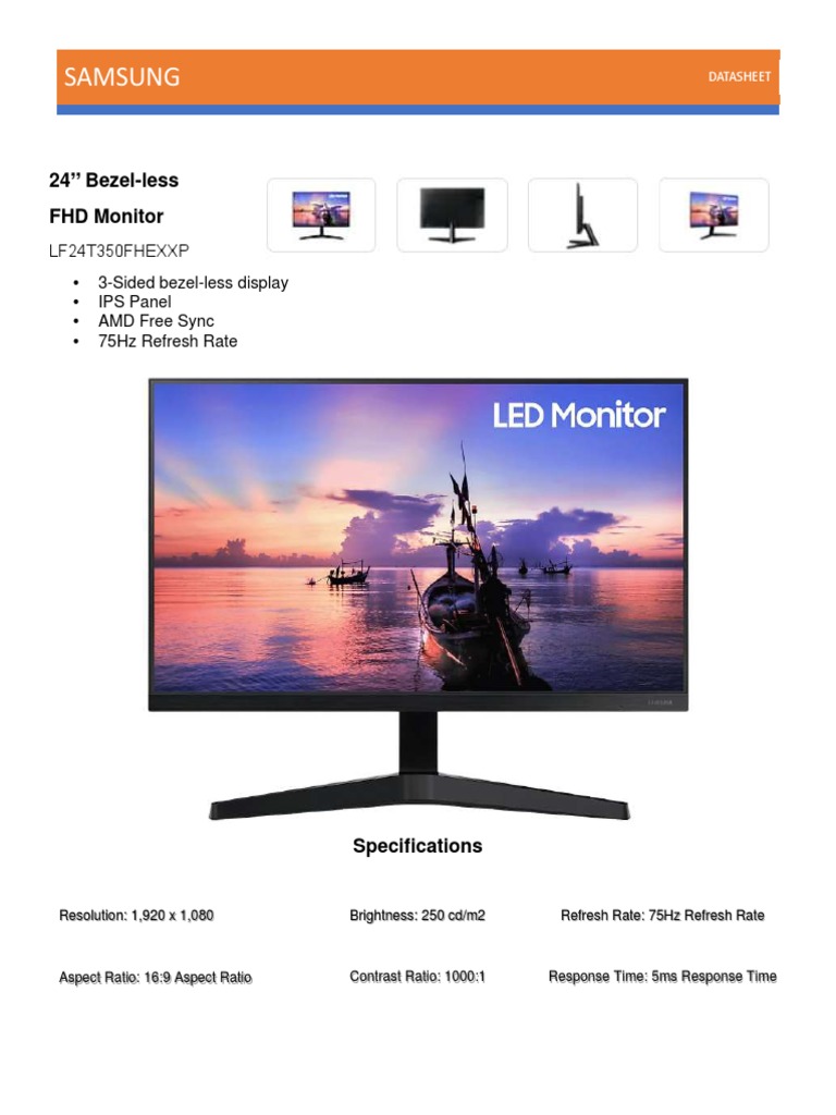 24-inch Samsung FHD Monitor with 3-Sided Bezel-less Display and 75Hz ...