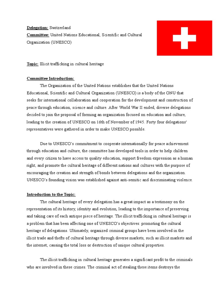 Position Paper Switzerland Illicit Traffic in Human Heritage | PDF ...