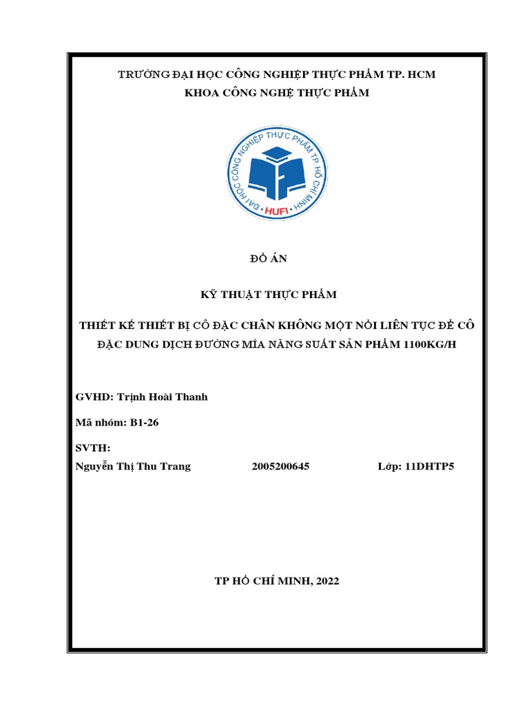 Đồ Án KTTP Chưng cất đường mía | PDF