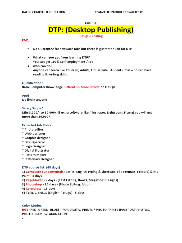 Learn Desktop Publishing and Earn up to Rs. 30,000 with DTP Course | PDF