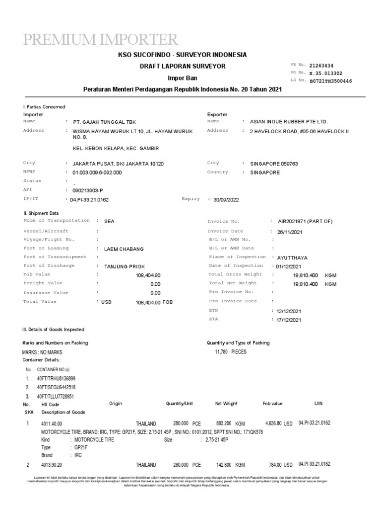 Premium Importer: Draft Laporan Surveyor Kso Sucofindo - Surveyor ...