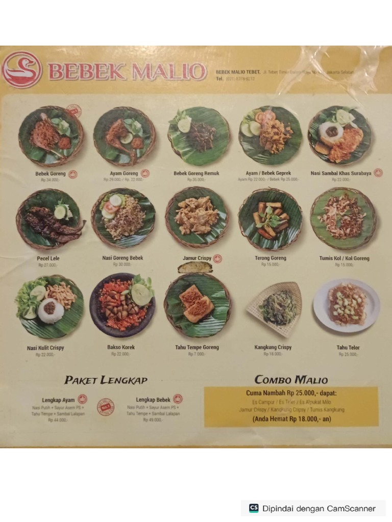 Menu Bebek Malio | PDF
