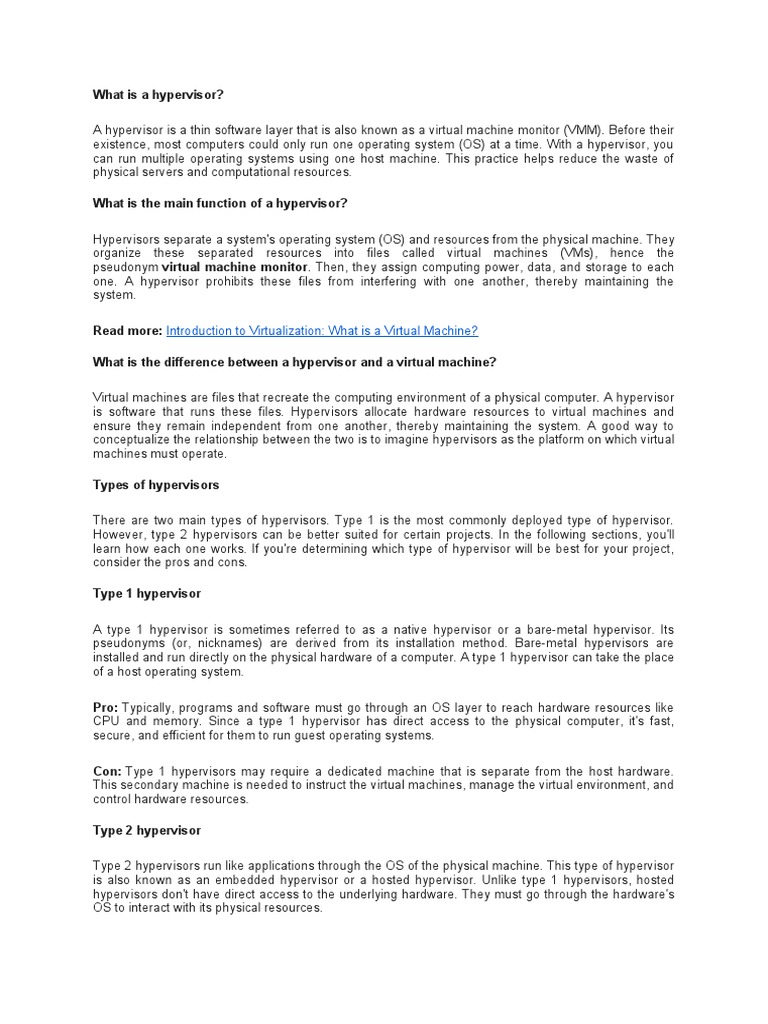 Hypervisor | PDF | Operating System | Virtual Machine