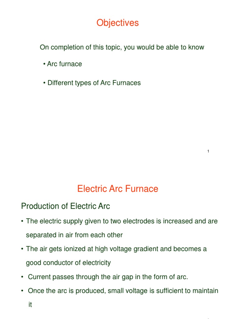 Objectives: On Completion of This Topic, You Would Be Able To Know - Arc Furnace | PDF ...