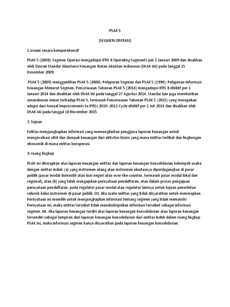 Analisis Psak 5 Segmen Operasi | PDF