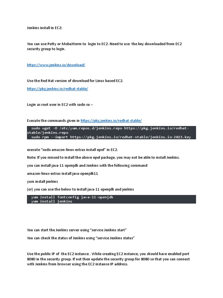 Jenkins Install in EC2-V0.1 | PDF | Sudo | Java Version History
