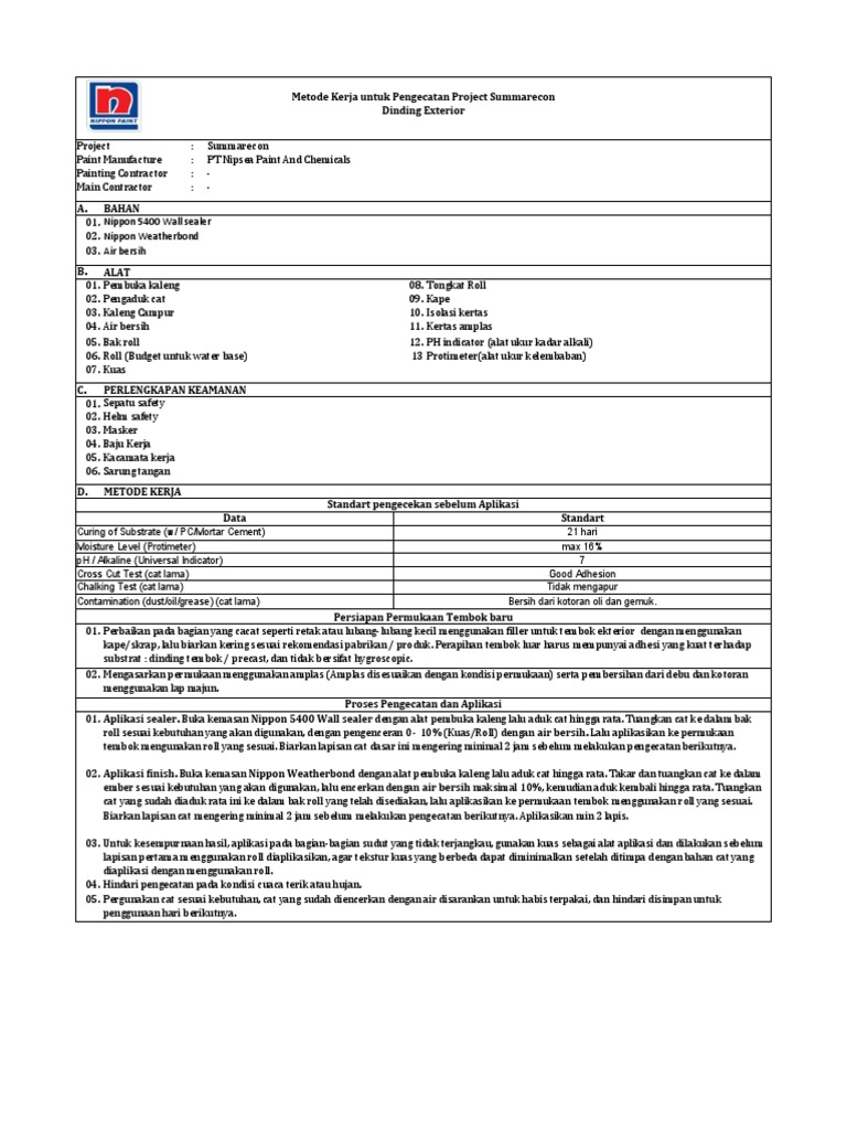 Metode Kerja Dan Tsds Produk | PDF