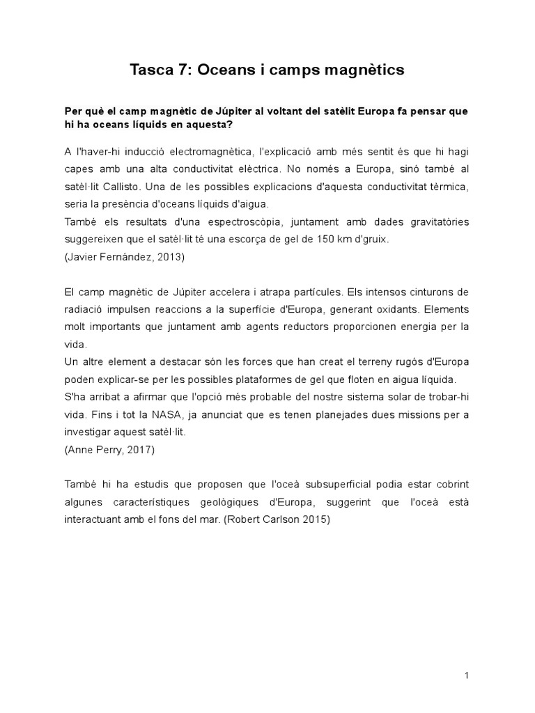 Tasca 7 - Oceans I Camps Magnètics | PDF