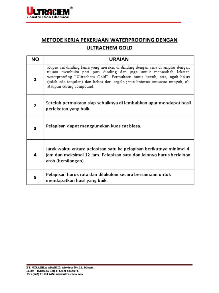 ULTRACHEM Gold (Renovasi Dinding) | PDF