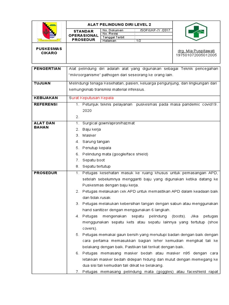 baru sop APD LEVEL 2 | PDF