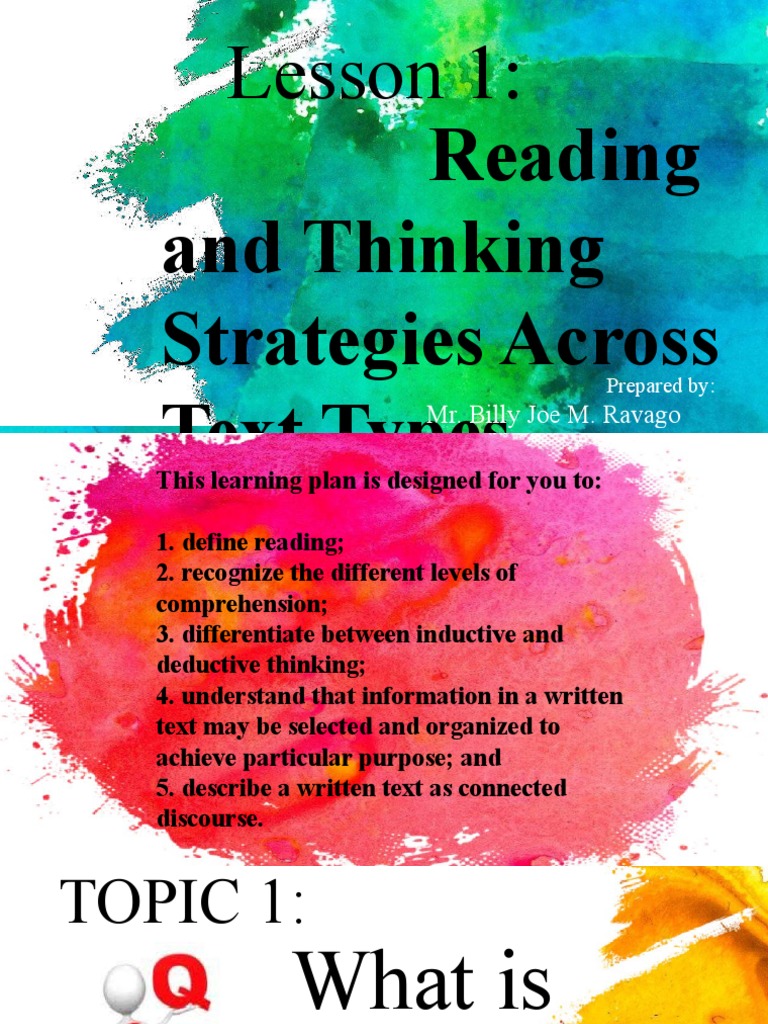 Lesson 1&2. Reading Strategies and Thinking Processes | PDF | Speed Reading | Reading Comprehension