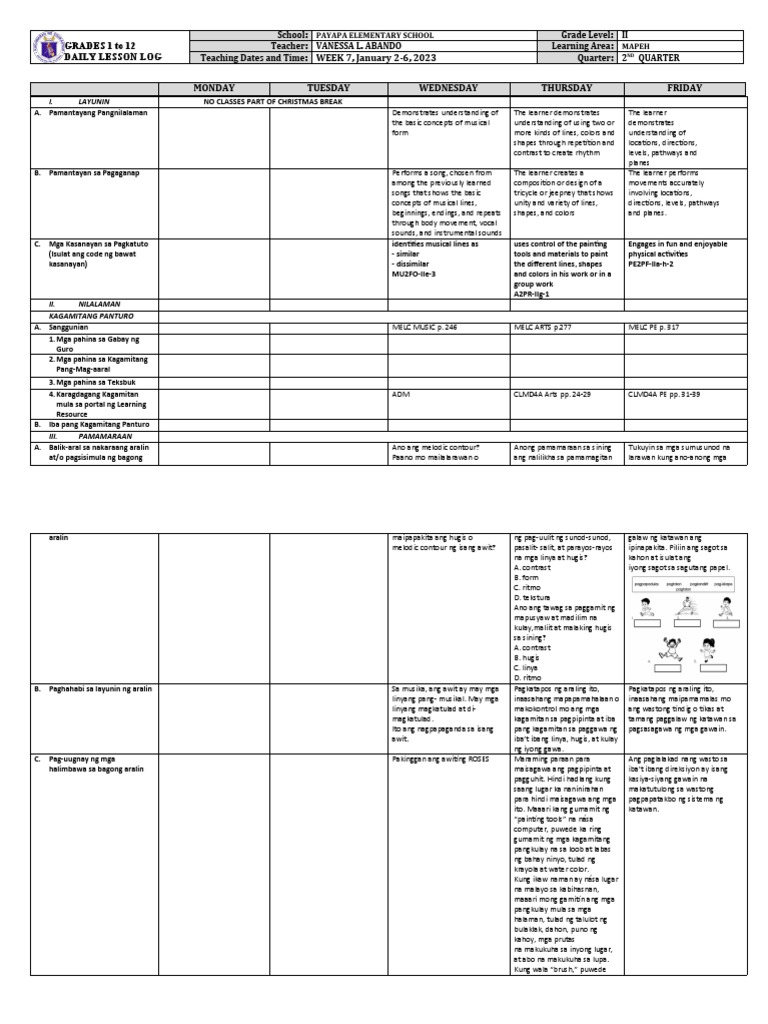 02mapeh-2nd Quarter Week 7 | PDF