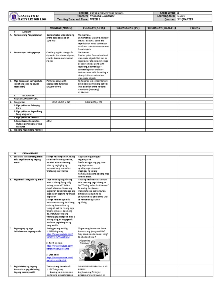 02mapeh-3RD Quarter Week 8 | PDF