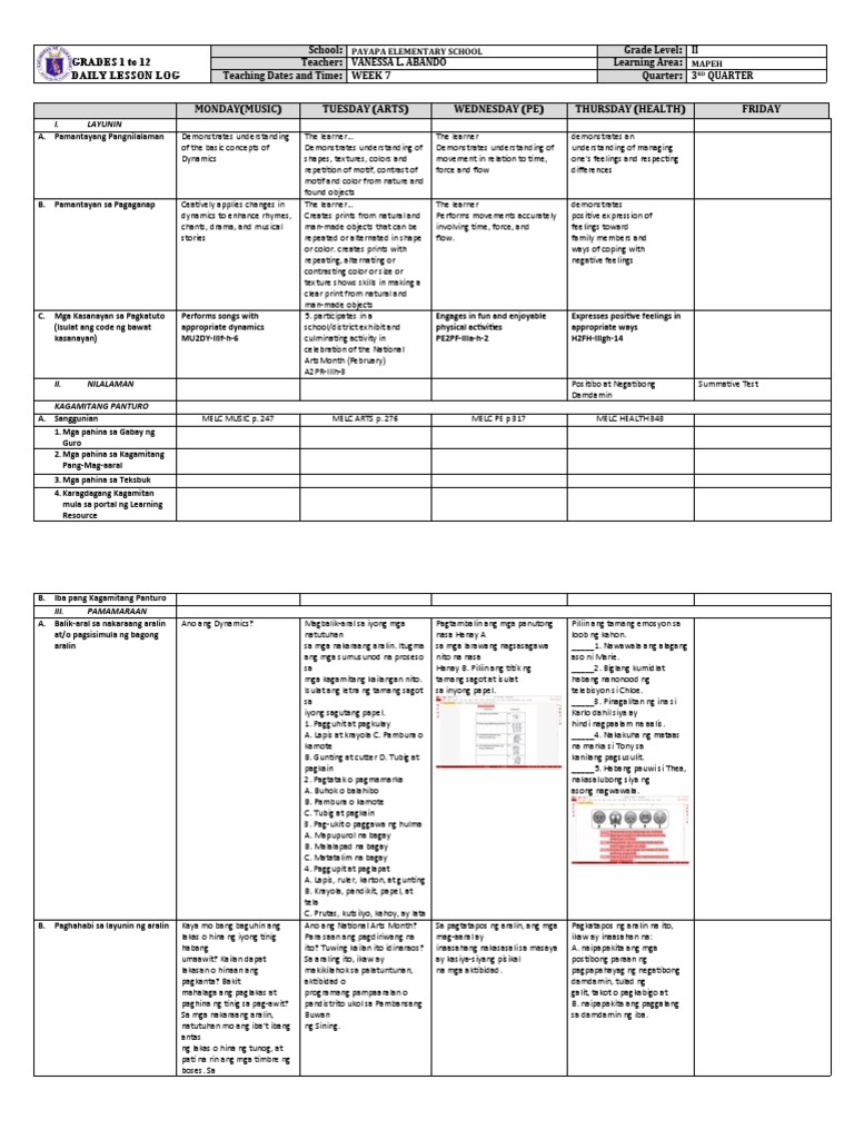 02mapeh-3RD Quarter Week 7 | PDF | Learning | Behaviorism