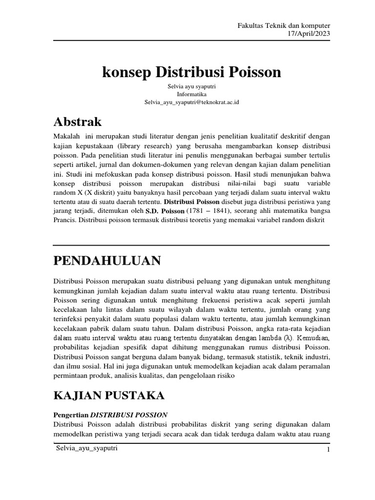 Konsep Distribusi Poisson dalam Statistik | PDF