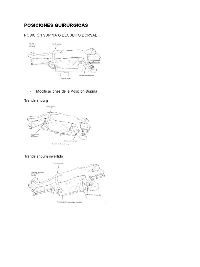 Posiciones Quirúrgicas: Posición Supina O Decúbito Dorsal | PDF