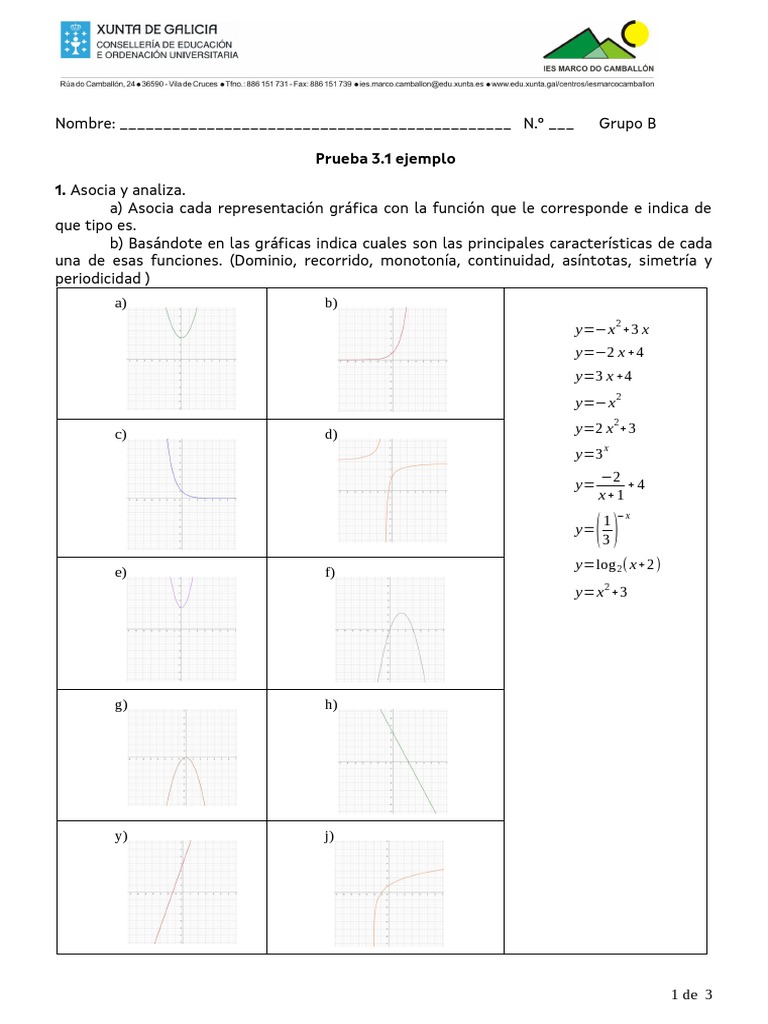 4 ESO B - Proba 3.1 - Exemplo | PDF | Matemáticas | Análisis matemático