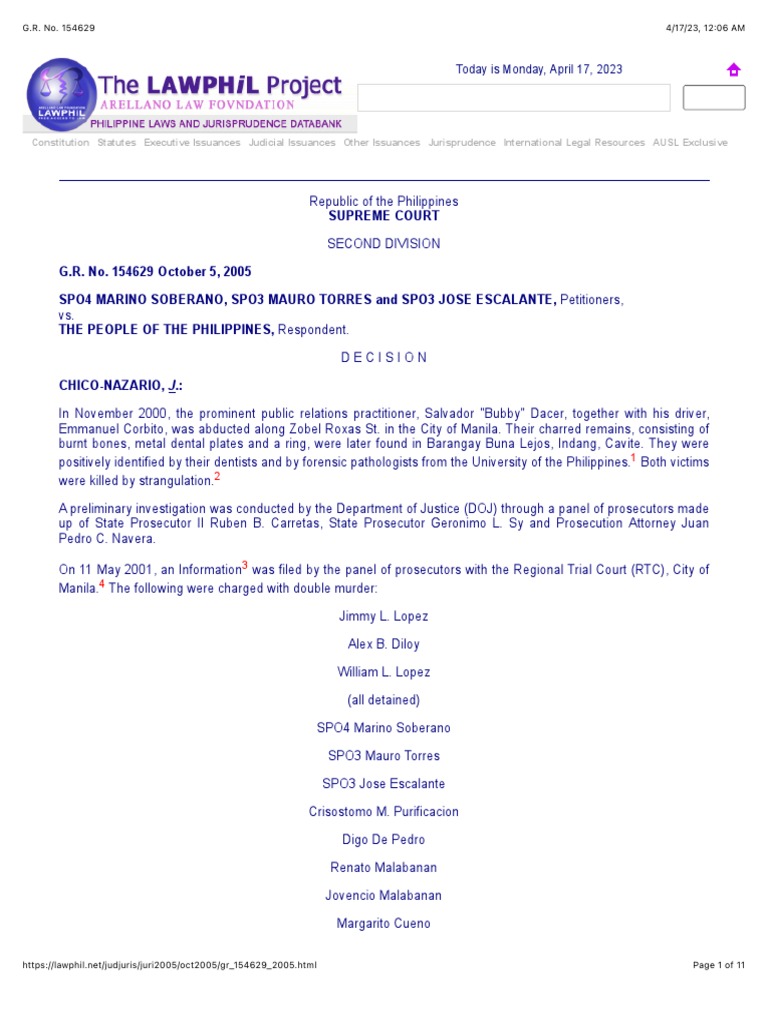 Dacer-Corbito Murder Case Decision | PDF | Criminal Procedure In South ...