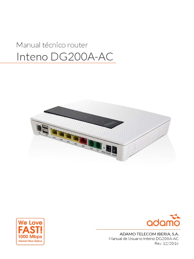 Manual Inteno DG200A-Ac | PDF | Enrutador (Computación) | Wifi
