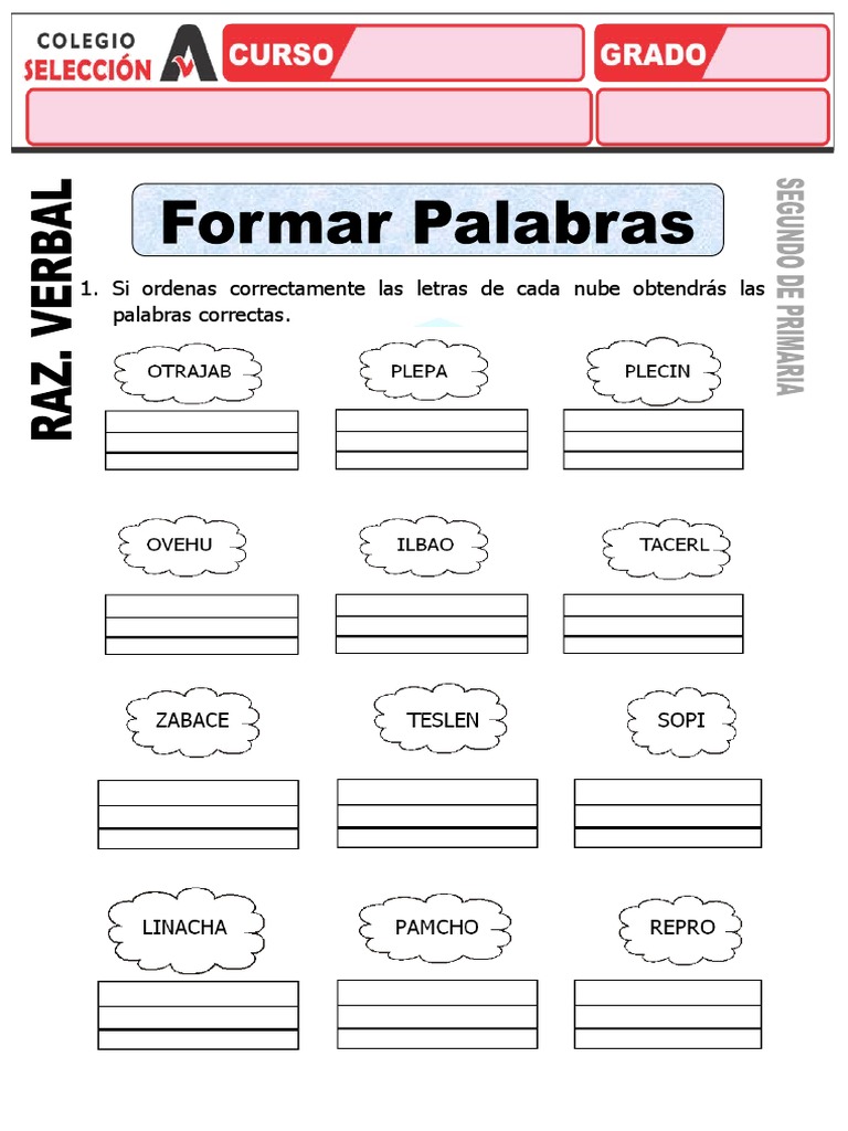 Ficha de Formar Palabras para Segundo de Prim | PDF