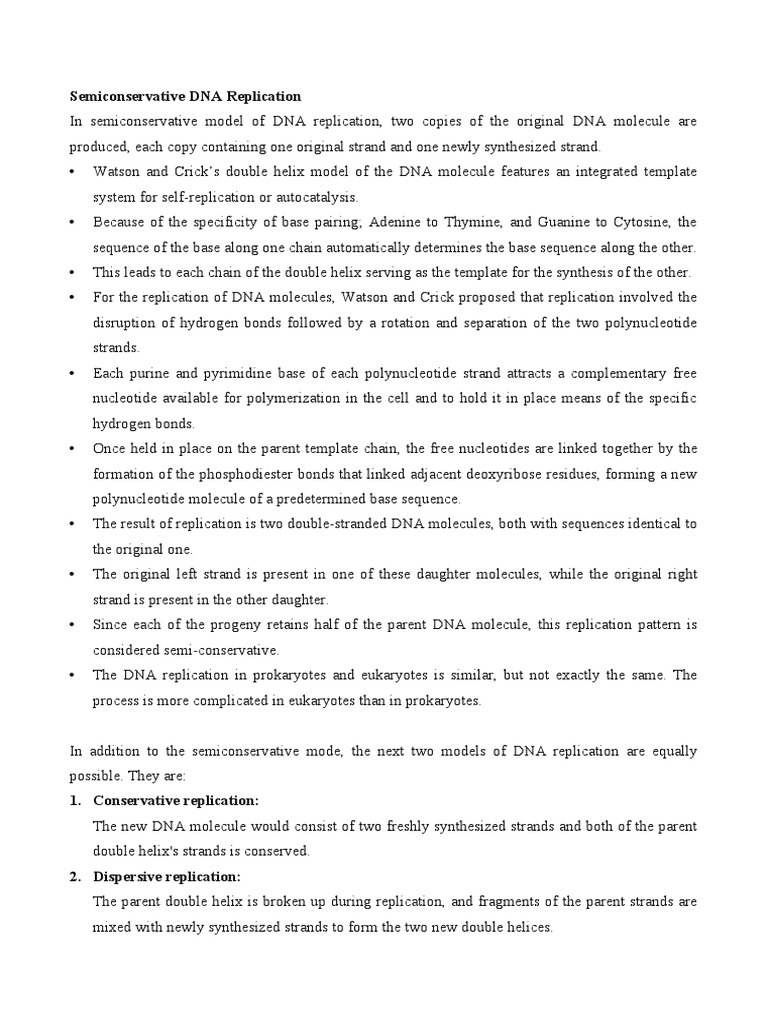Semi Conservative Dna Replication Pdf Dna Replication Dna