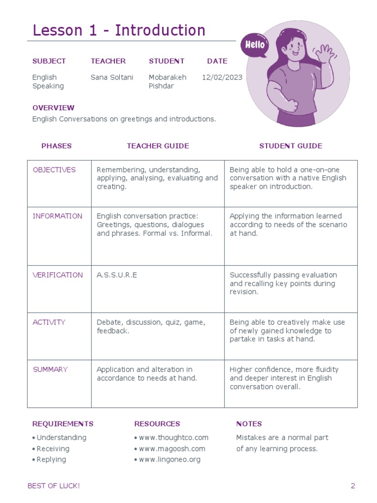 Lesson 1 - Introduction | PDF | English Language | Cognition