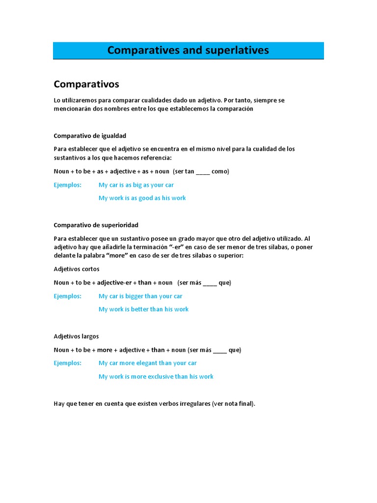 Comparatives and Superlatives | PDF | Adjetivo | Gramática