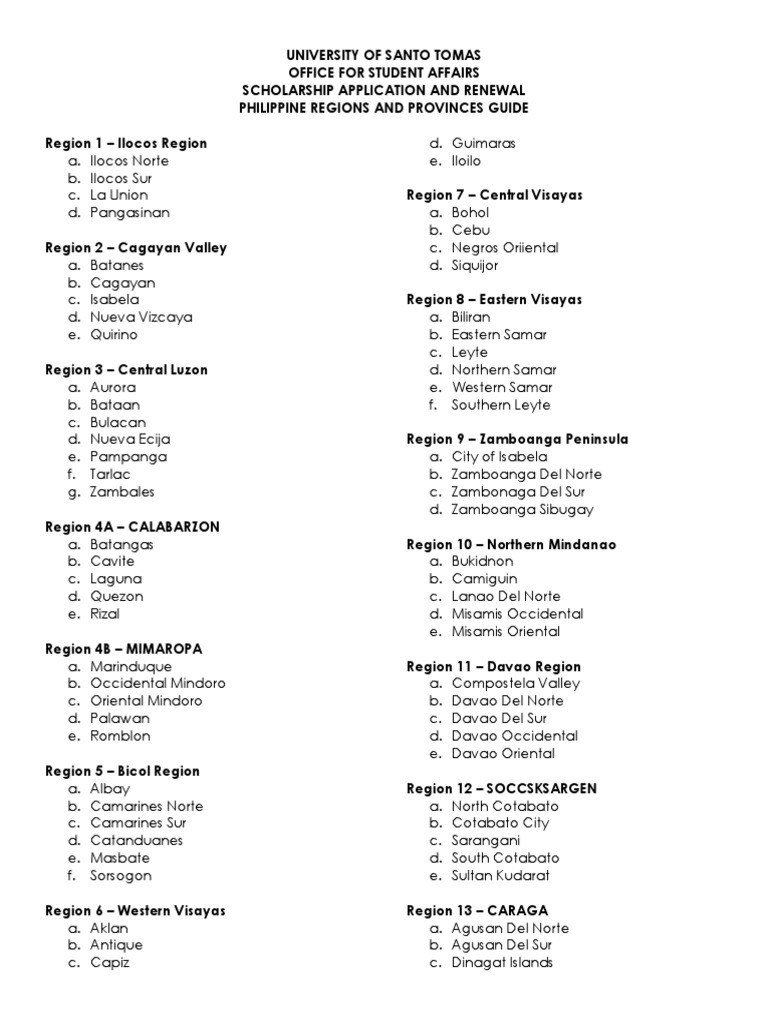 Regions and Provinces in The Philippines | PDF | Mindanao | Philippines