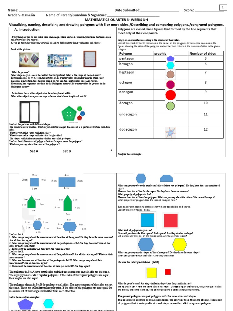 As - Q3 Math 5 Week 3 4 | PDF | Shape | Circle