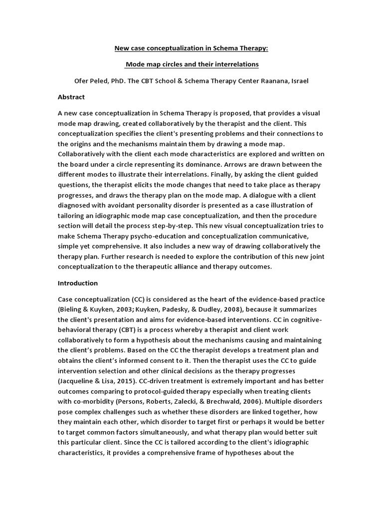 new case conceptualization in schema therapy | PDF