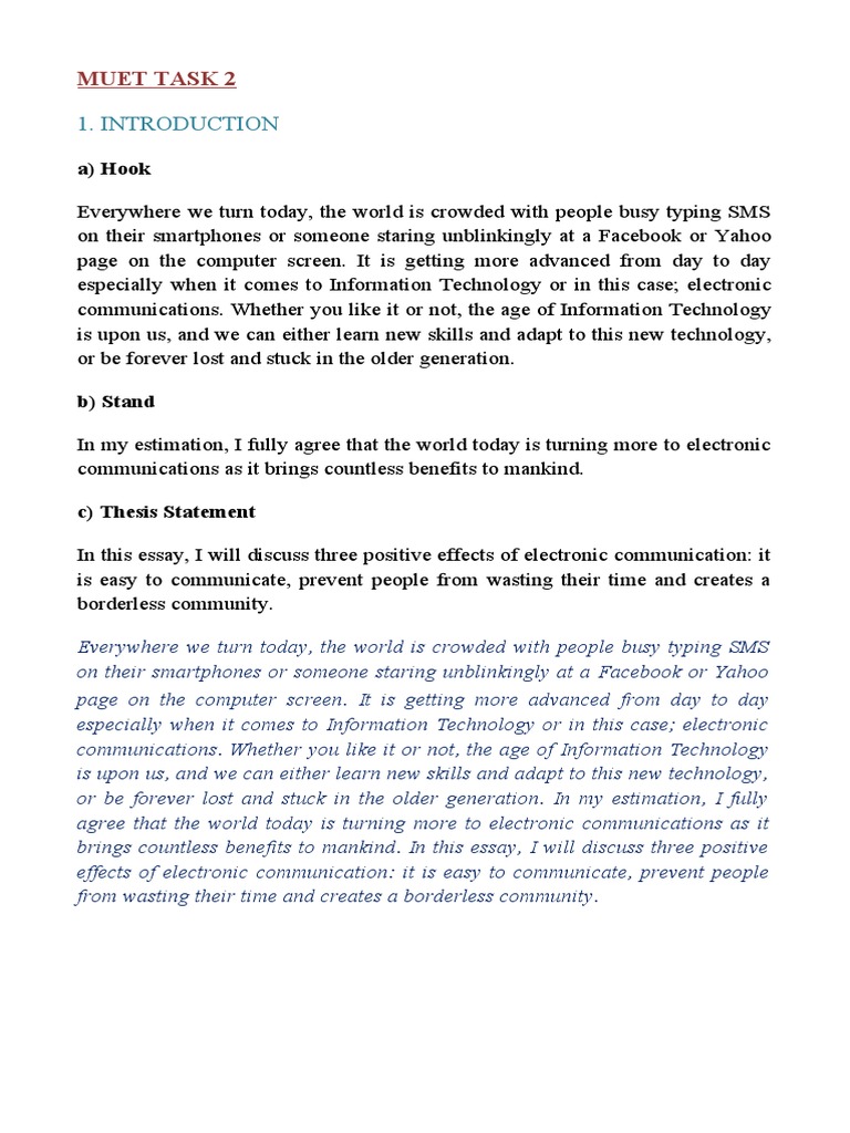 TASK 2 Muet 1 | PDF | Communication | Computing