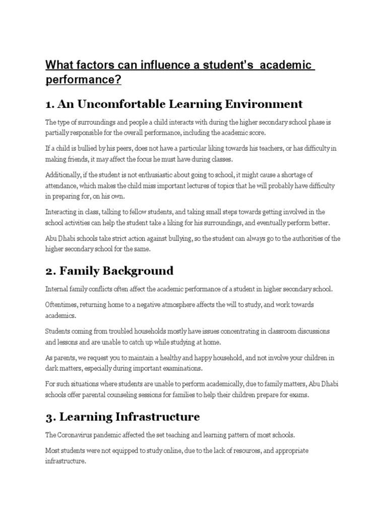 What Factors Can Influence A Student | PDF | Teachers | Schools