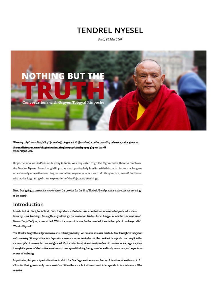 Tendrel Nyesel Commentary by Orgyen Tobgyal Rinpoche | PDF ...