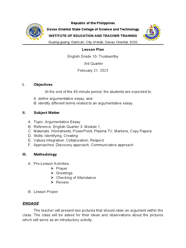 Lesson Plan: Guang-Guang, Dahican, City of Mati, Davao Oriental, 8200 ...