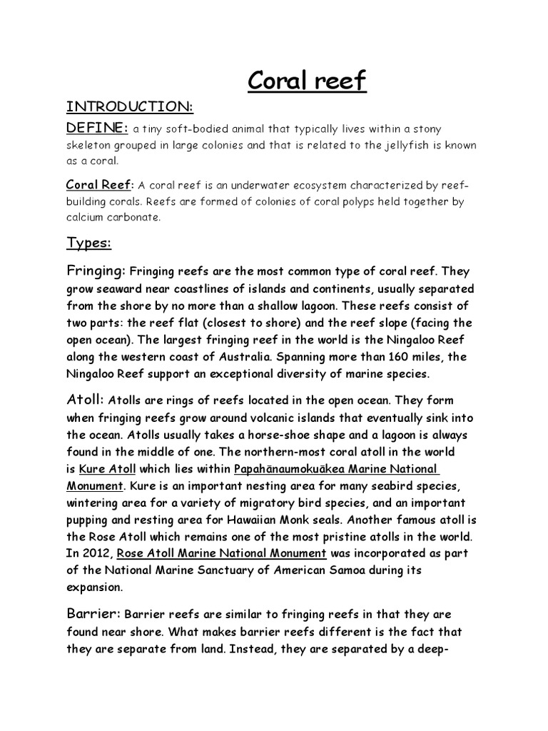 A Comprehensive Overview of Coral Reef Ecosystems: Their Types, Global ...