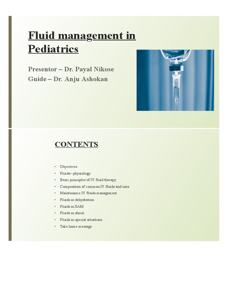 Fluid Management in Pediatrics: Presentor - Dr. Payal Nikose Guide - Dr ...