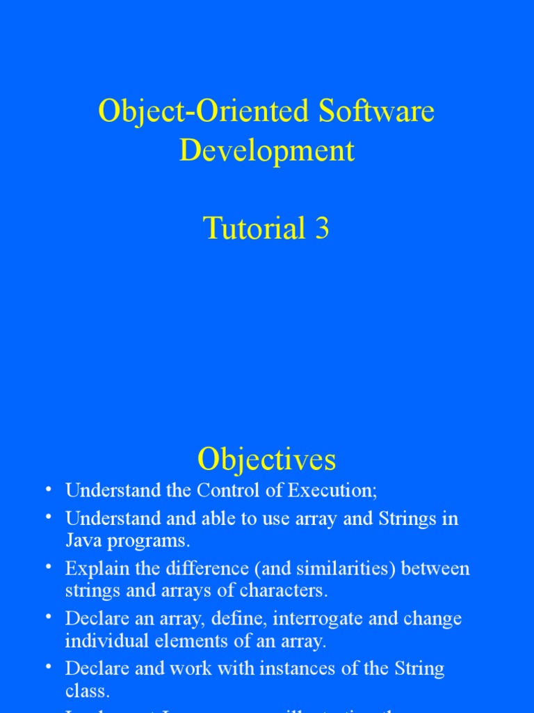 Object Oriented Software Development Tutorial 3 Pdf String Computer Science Integer 5023