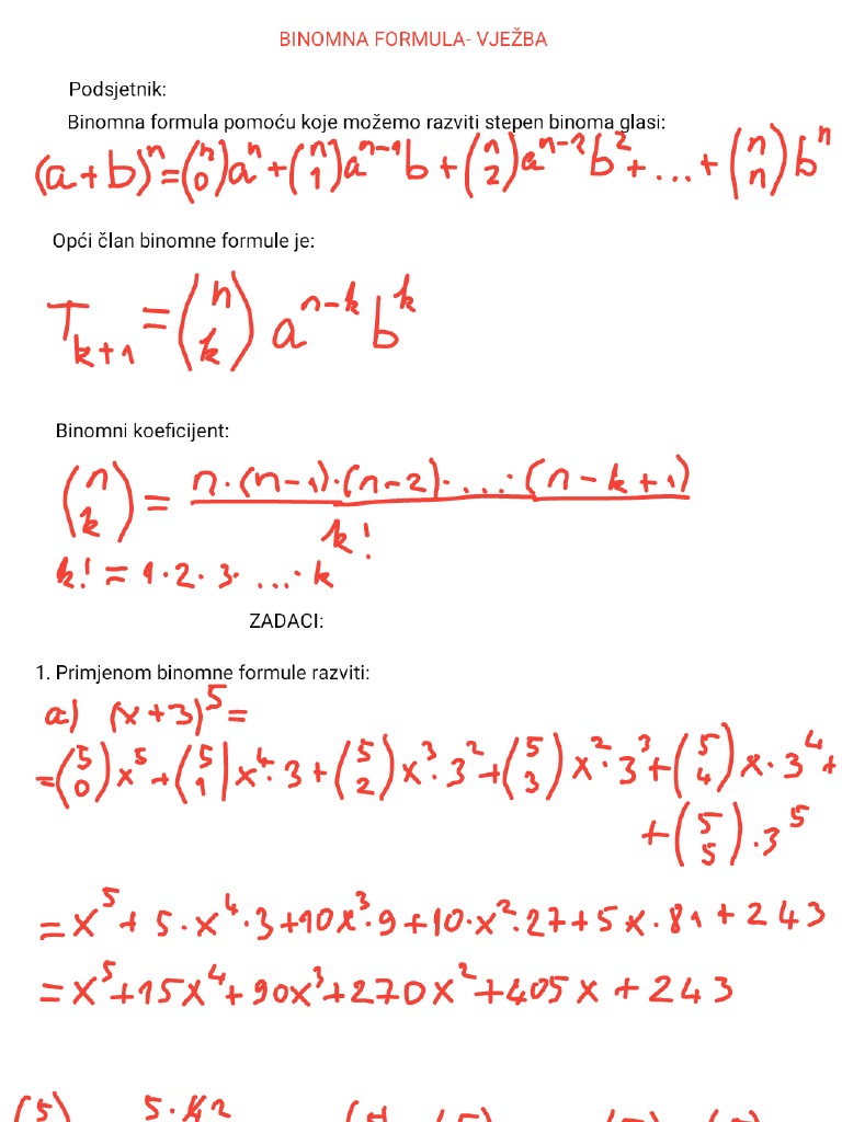 Binomna Formula - Vježba | PDF