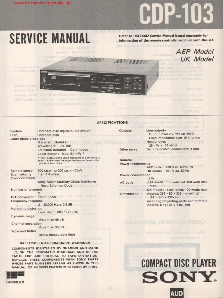 Sony cdp-103 | PDF | Business
