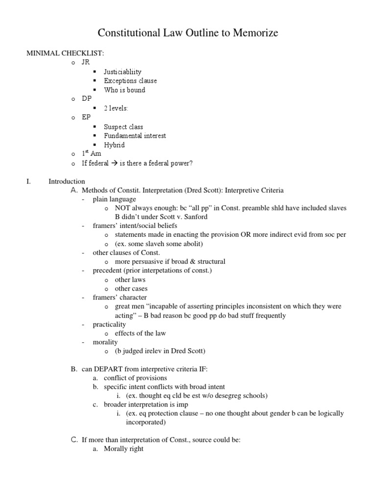Constitutional Law Study Guide Outline | PDF | Supremacy Clause ...