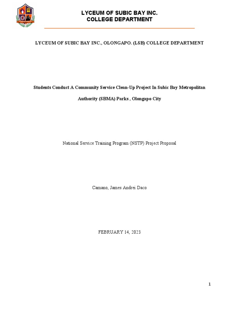 NSTP Project Proposal | PDF NSTP Project Proposal | PDF