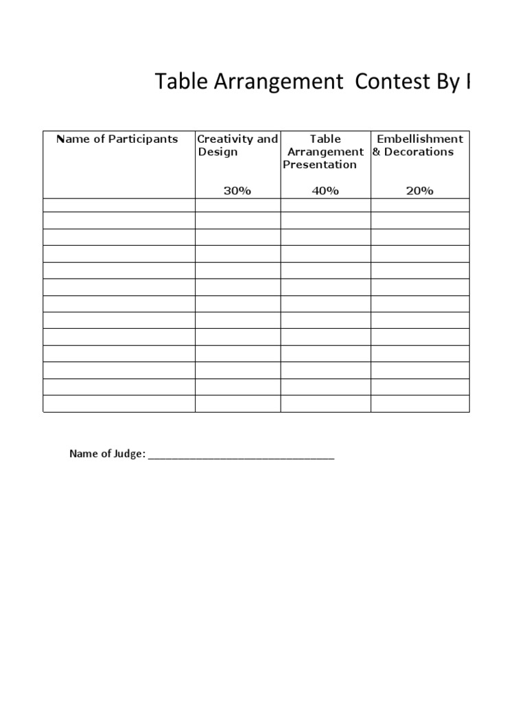 Purok Table Arrangement Contest Criteria | PDF | Art | Technology ...