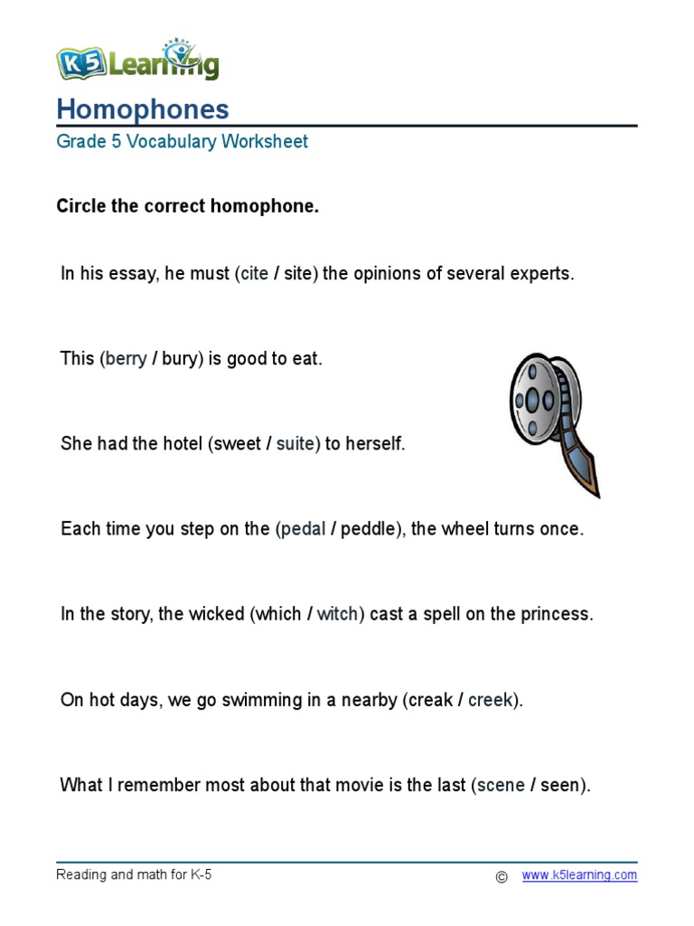 Grade 5 Homophones 2 | PDF